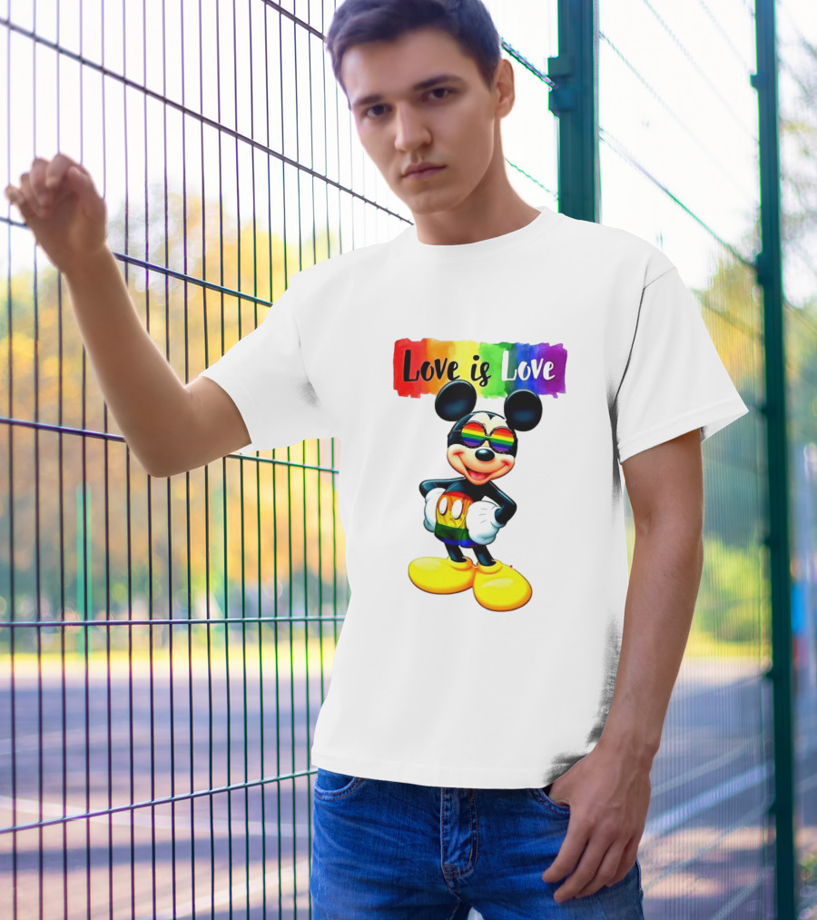 Mickey Mouse Love Is Love Rainbow Happy Pride T-Shirt