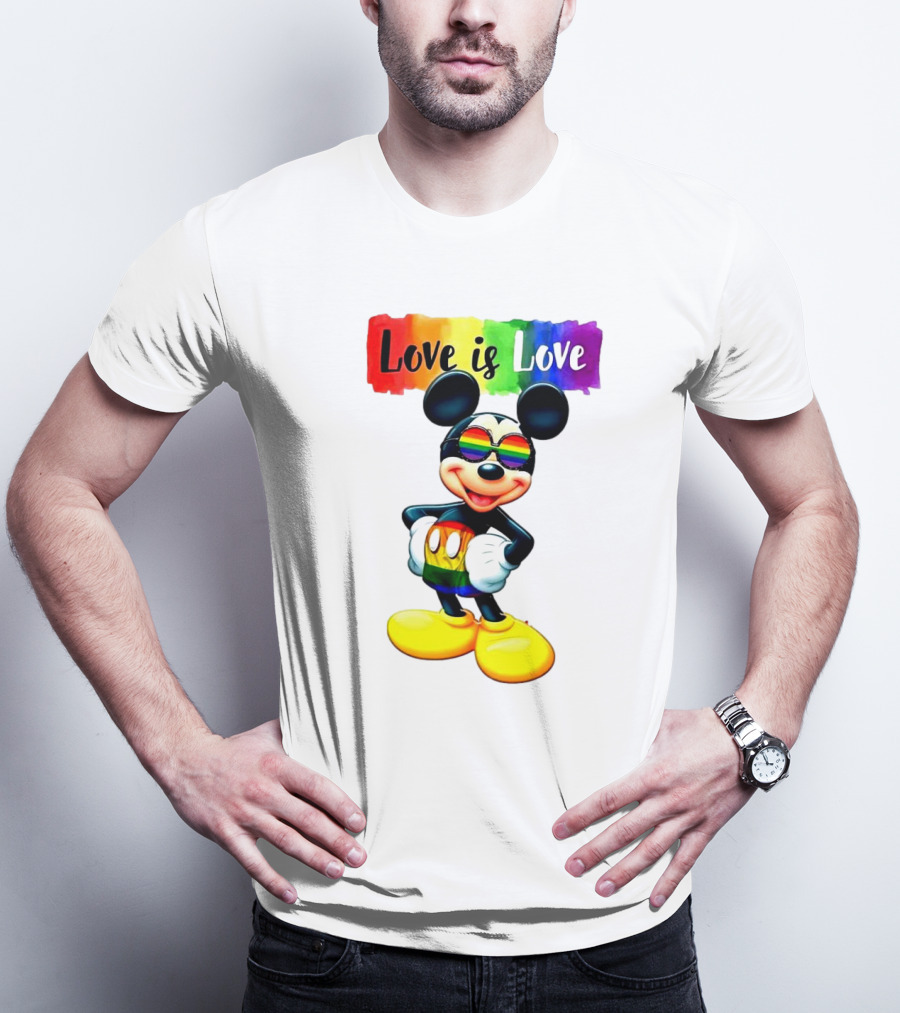 Mickey Mouse Love Is Love Rainbow Happy Pride T-Shirt