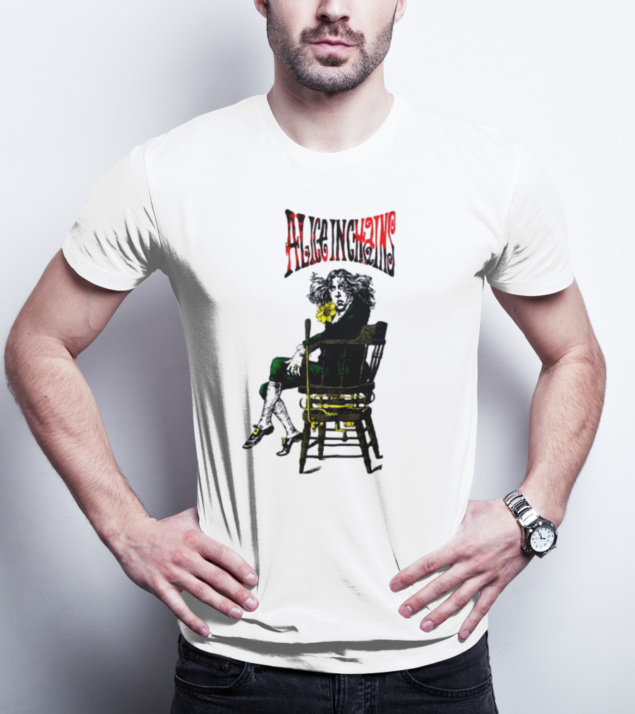 Alice In Chains Angry Chair Artwork With Striking Figure On Dark Background 1992 T-Shirt