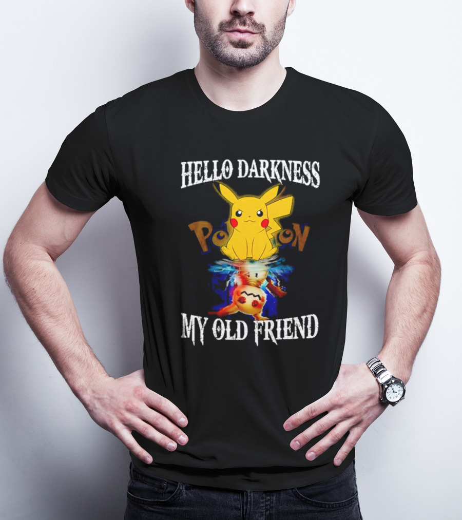 Pikachu Hello Darkness My Old Friend Reflective Mimikyu Pokedex T-Shirt