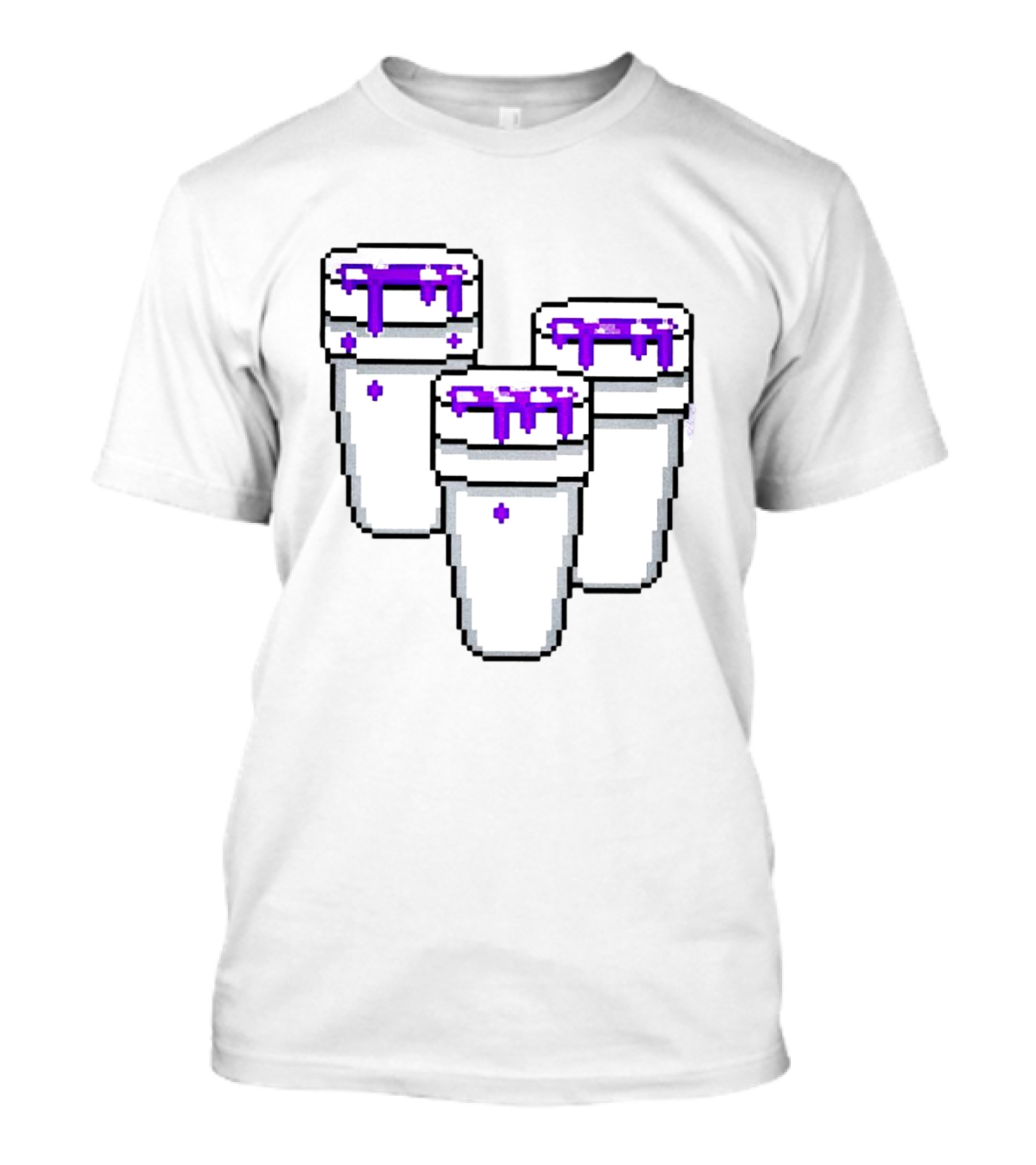 Purple Drank Three Pixelated Cups T-Shirt