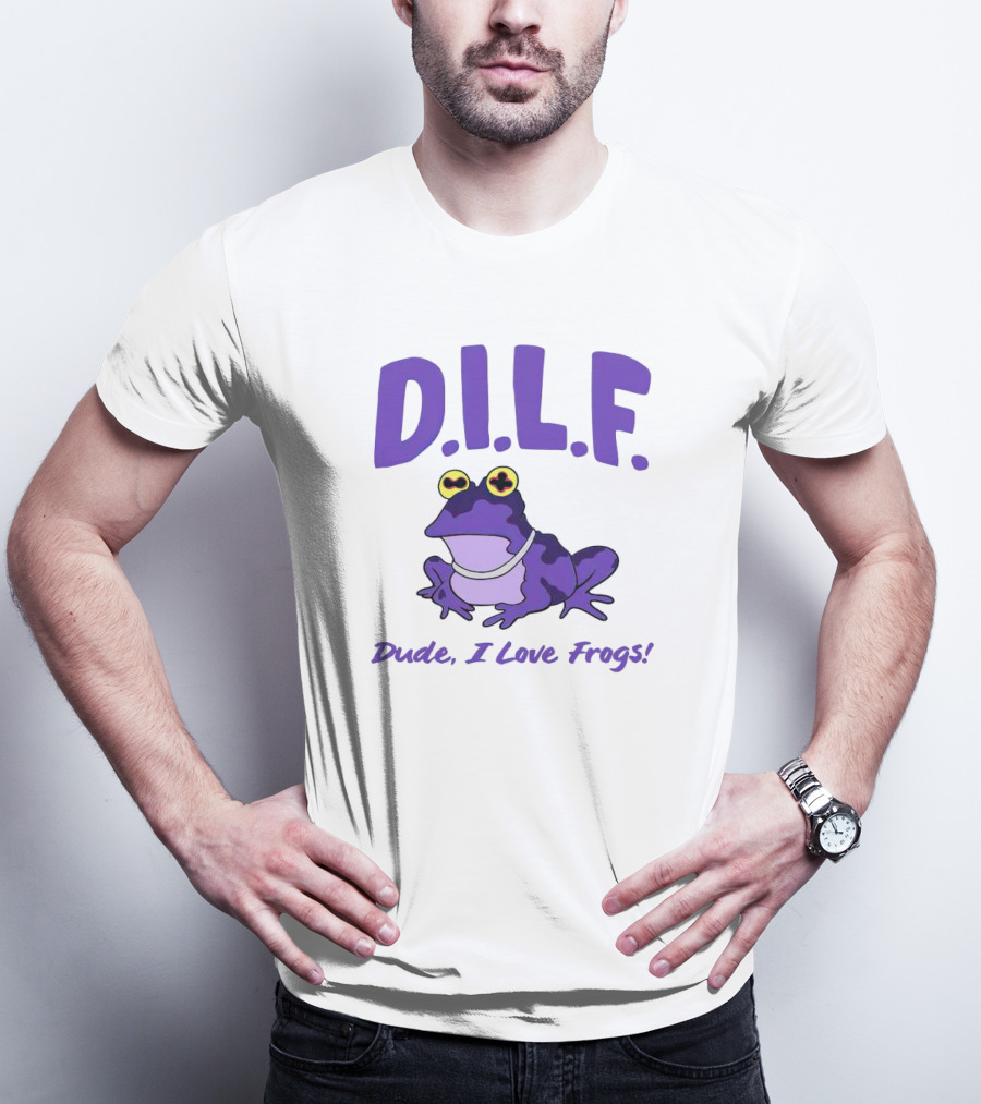 TCU Horned Frogs DILF Dude I Love Frogs Purple Cartoon Frog T-Shirt