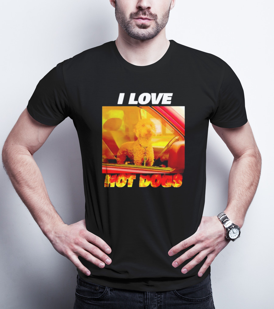 I Love Hot Dogs Dog In Car T-Shirt