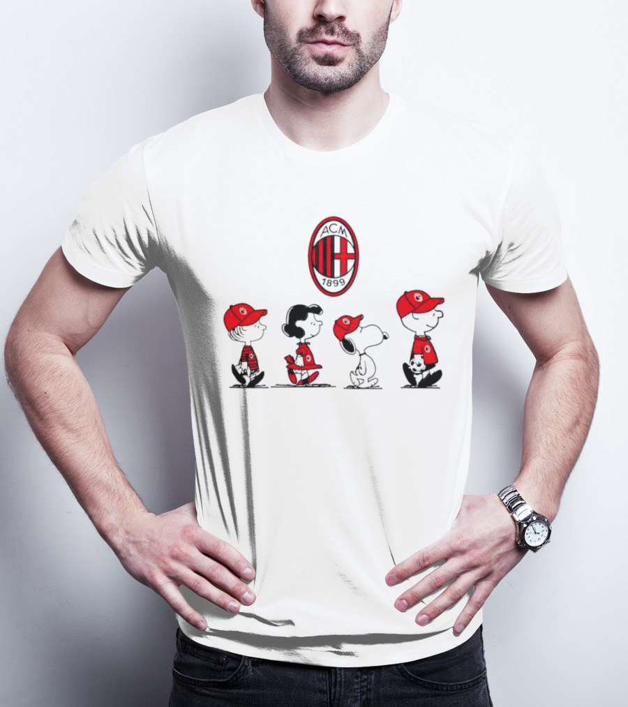 AC Milan FC Peanuts Snoopy Characters Walking T-Shirt