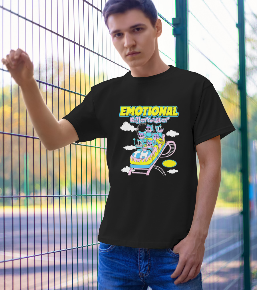 Emotional Rollercoaster Cartoon Characters On Amusement Ride T-Shirt