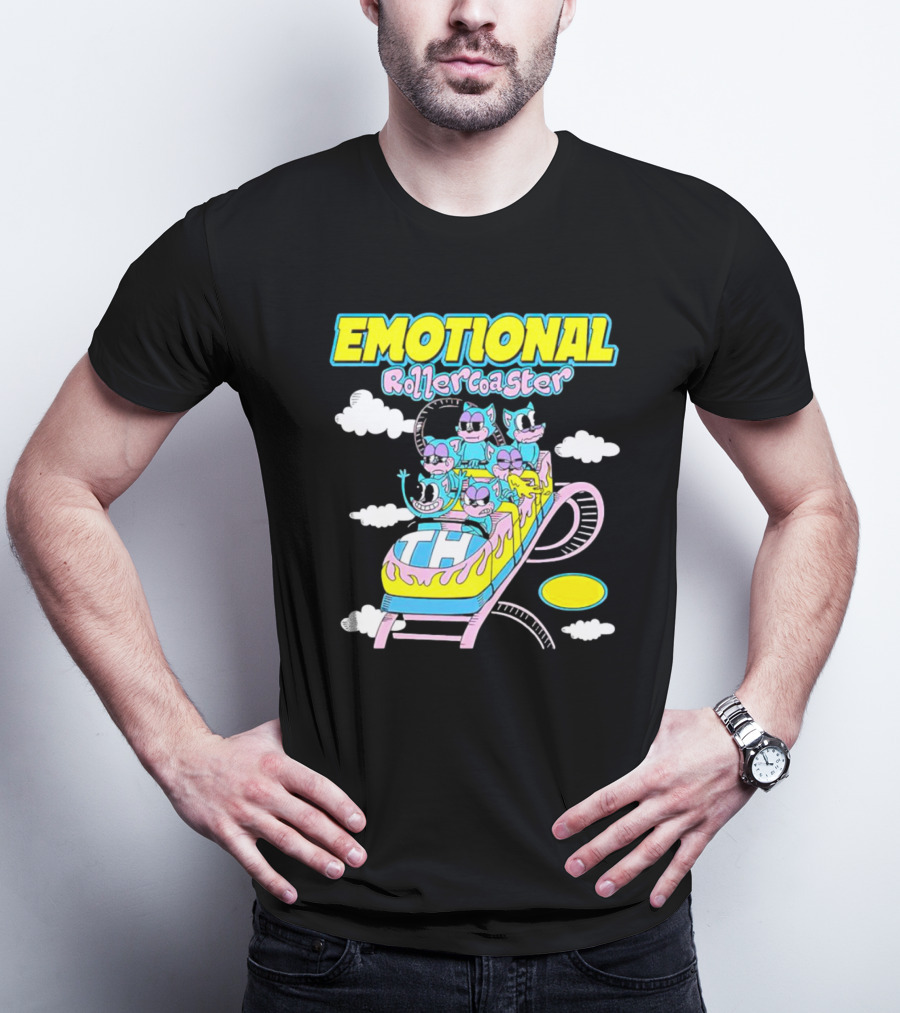 Emotional Rollercoaster Cartoon Characters On Amusement Ride T-Shirt