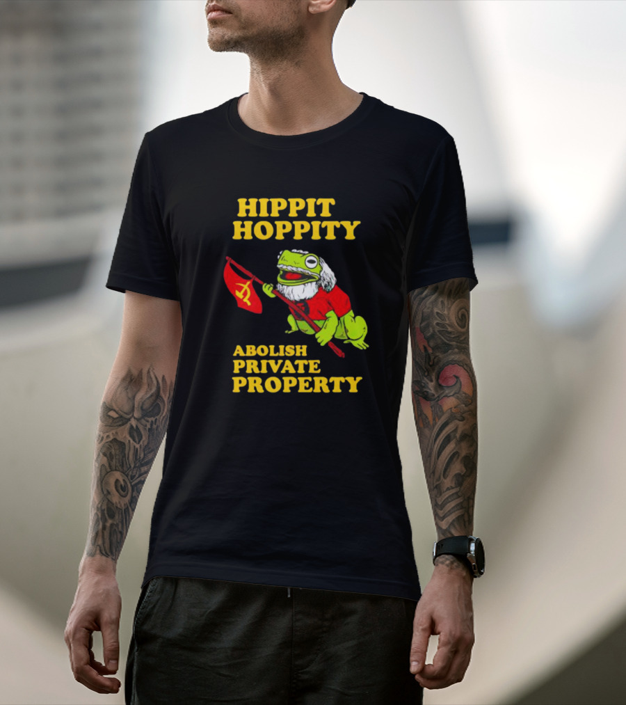 Hippity Hoppity Abolish Private Property Frogs Communist Flag T-Shirt