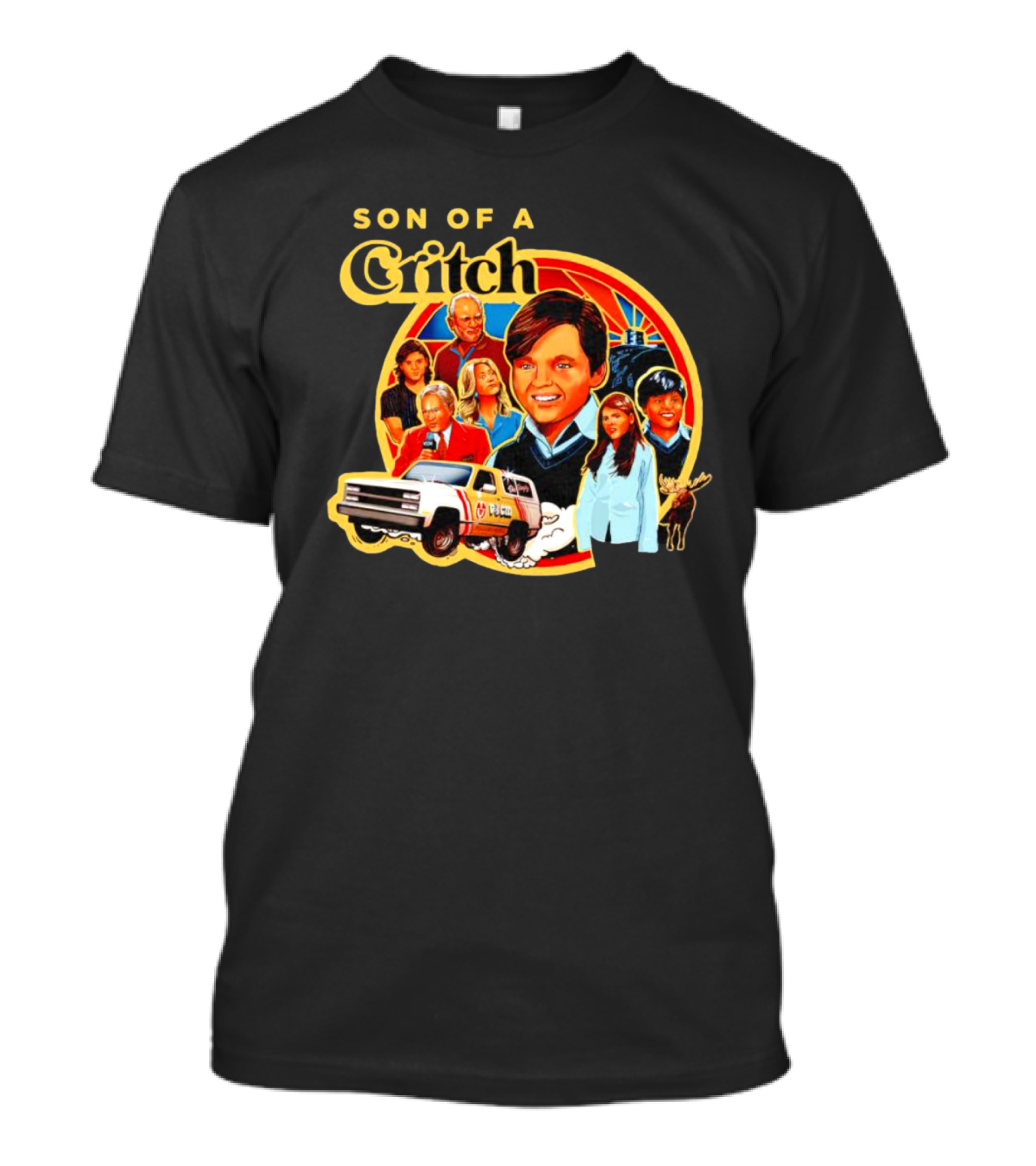 Son Of A Critch Family Adventure With Classic Car And Moose T-Shirt