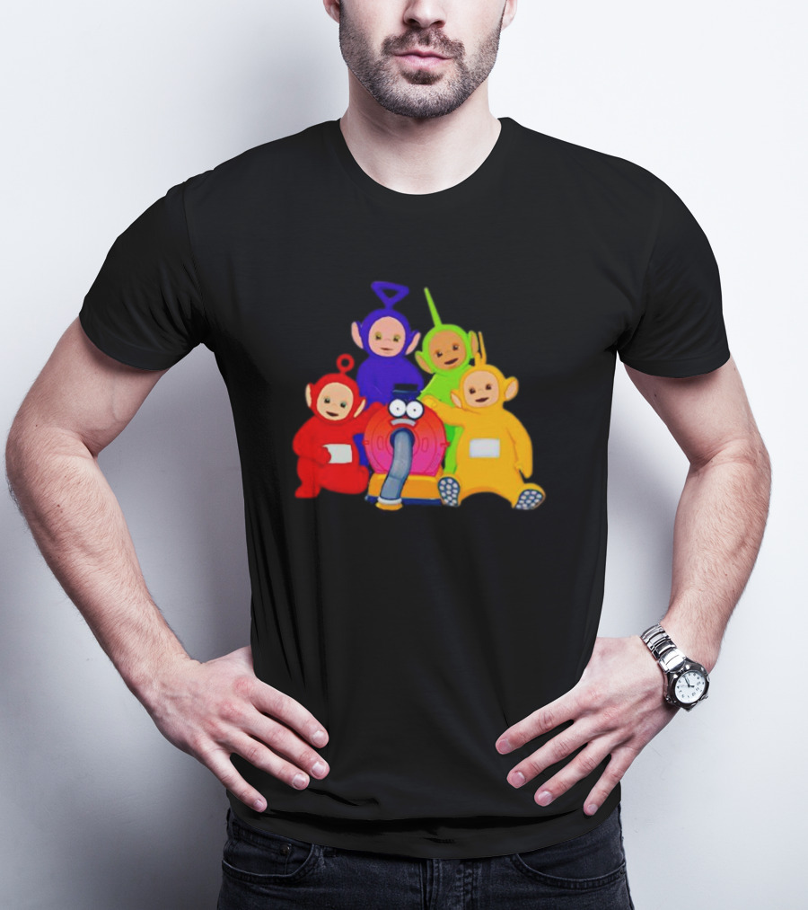 Teletubbies Characters And Noo-Noo Vacuum Clean Identical Four Cartoon Puppets T-Shirt