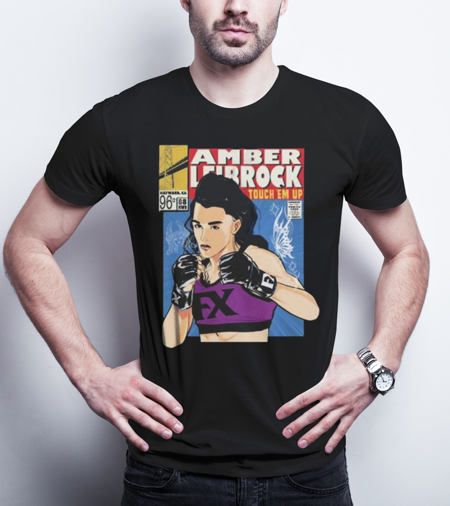 Amber Leibrock Fighter Touch Em Up Comic Style Portrait FX Gloves Hayward CA 96₵ T-Shirt
