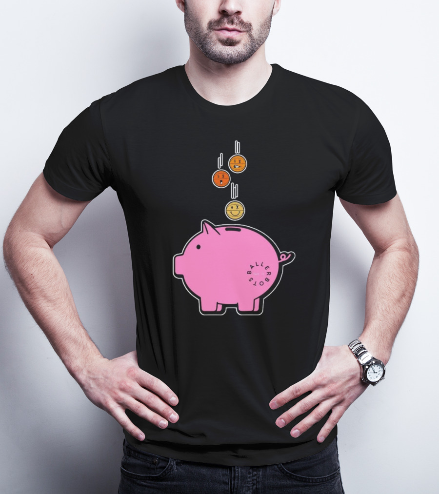 Ballers Bots Piggy Bank With Falling Emoji Coins T-Shirt