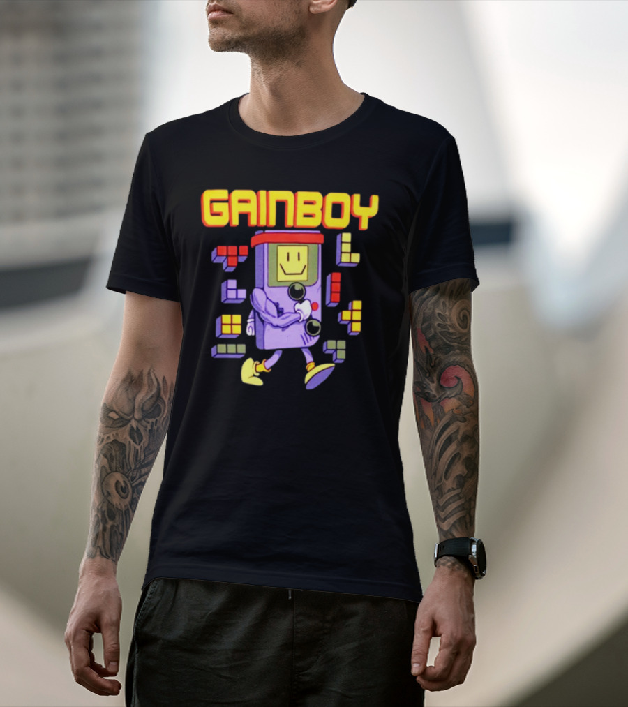 Gainboy Retro Game Character Blocks Fun T-Shirt