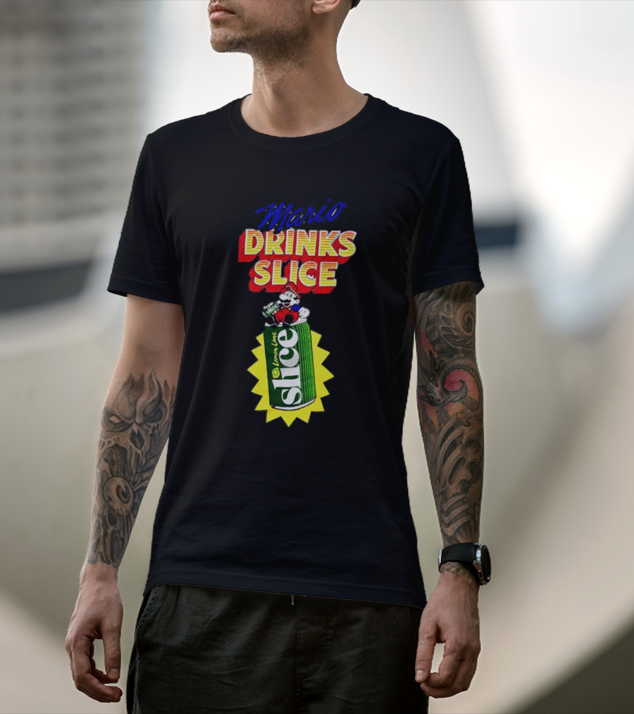 Mario Drinks Slice Lemon Lime Iconic Crossover T-Shirt