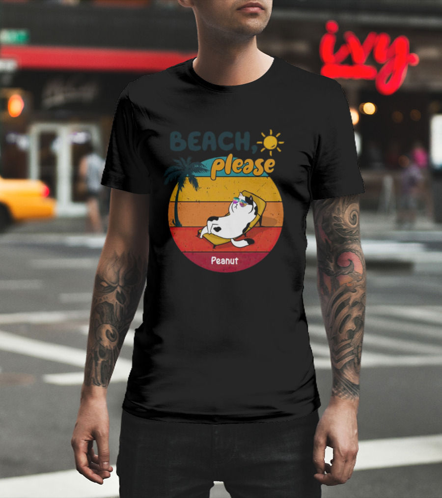Beach Please Cat Summer Personalized Peanut T-Shirt