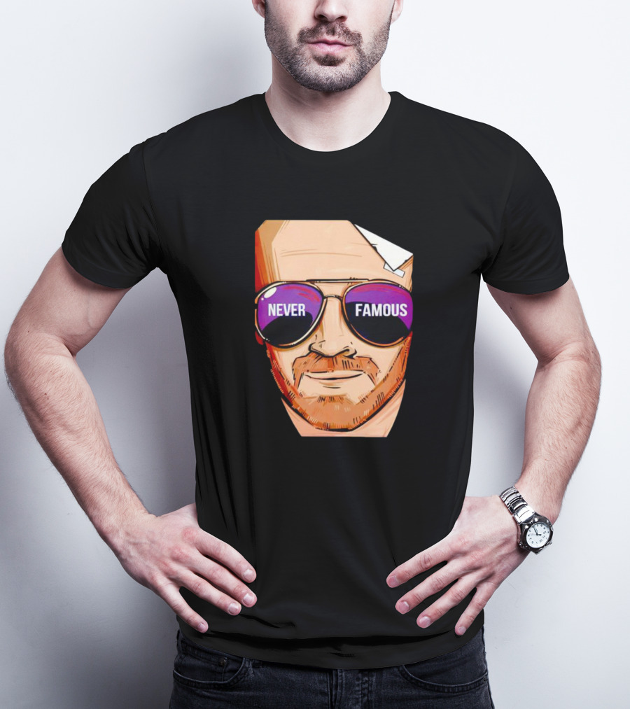 Never Famous Sunglasses Face Artwork Reflection T-Shirt