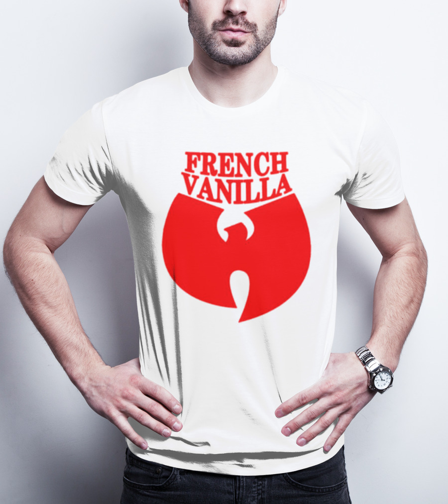 French Vanilla Wutang Logo Red Emblem T-Shirt