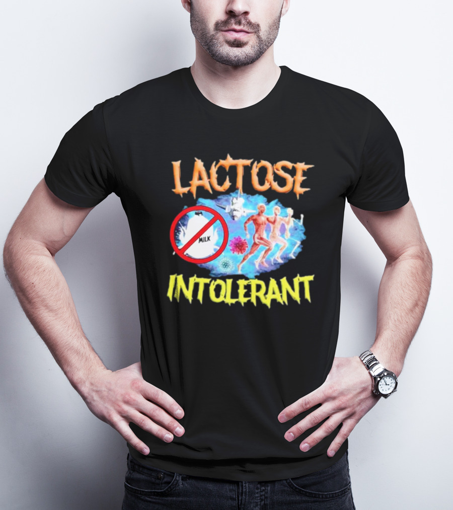 Lactose Intolerant Milk No Symbol With Runners And Microbes T-Shirt