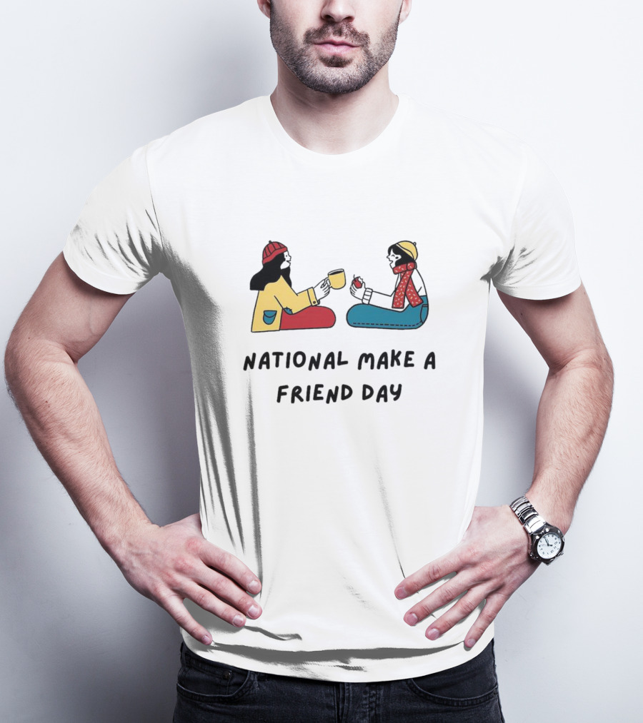 National Make A Friend Day Cozy Winter Scene T-Shirt