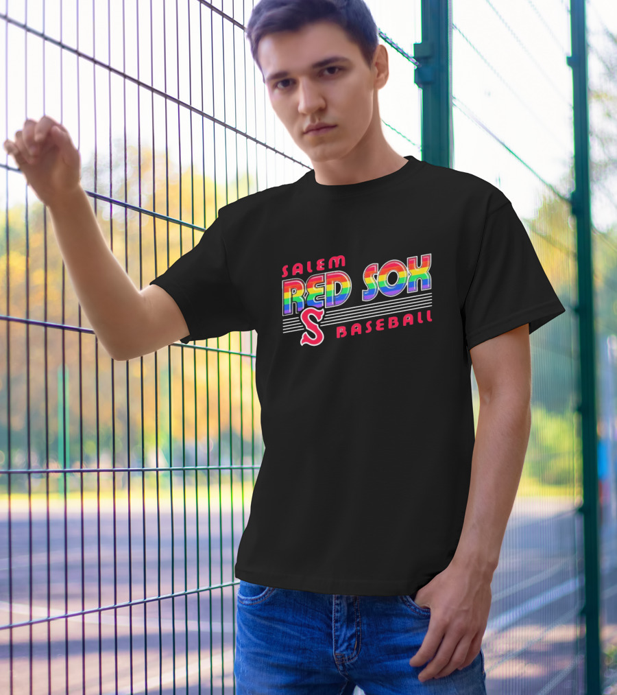Salem Red Sox Baseball Pride Rainbow T-Shirt
