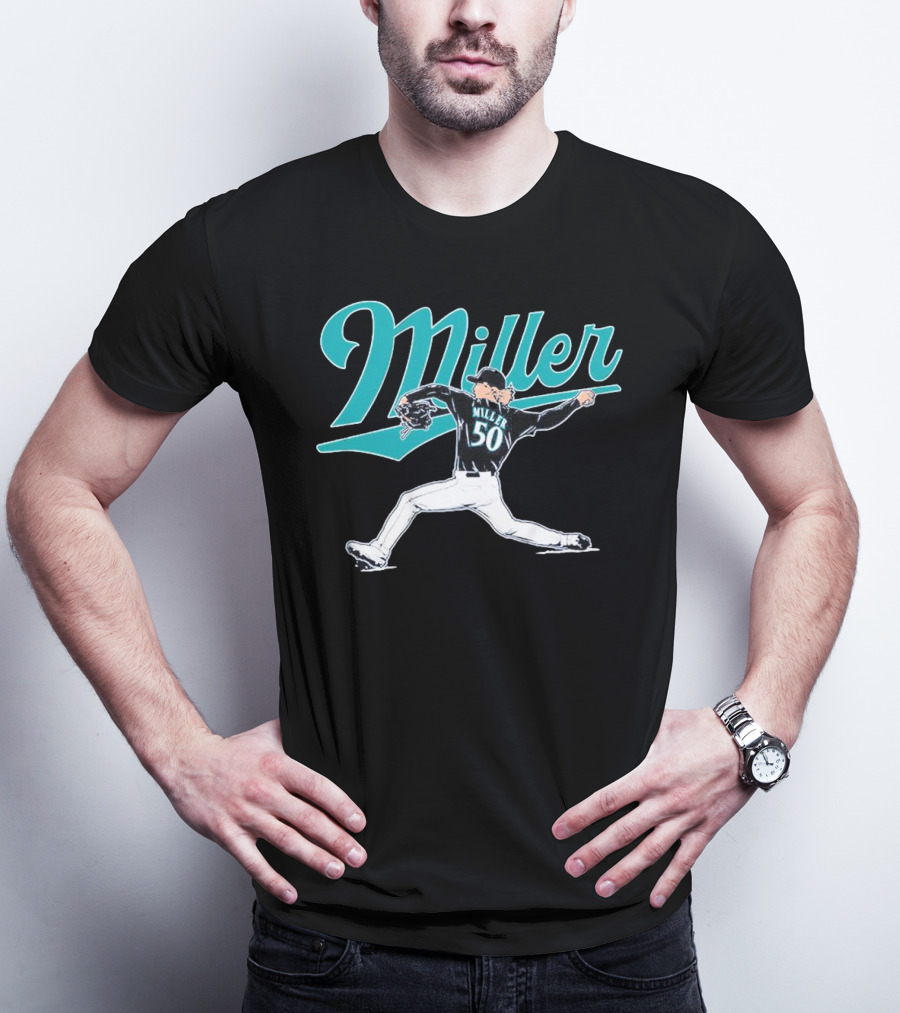 Seattle Mariners Bryce Miller 50 Pitcher T-Shirt