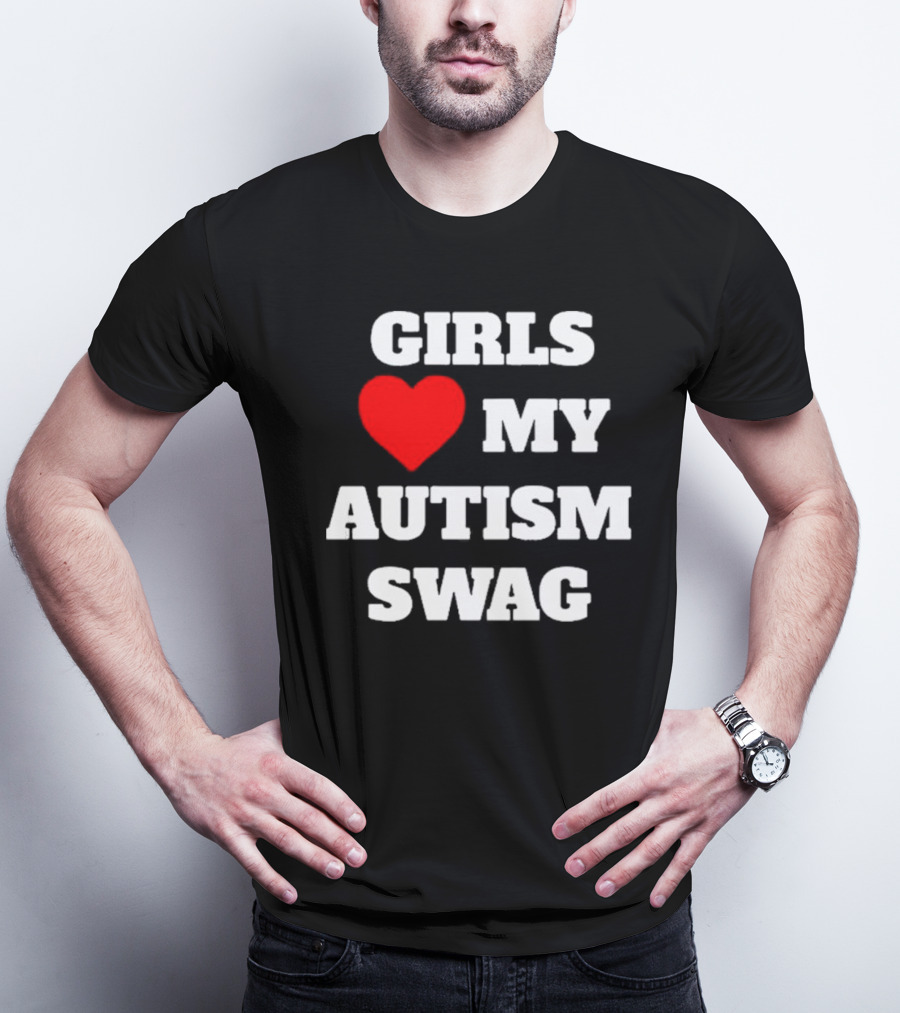 GIRLS LOVE HEART MY AUTISM SWAG T-Shirt