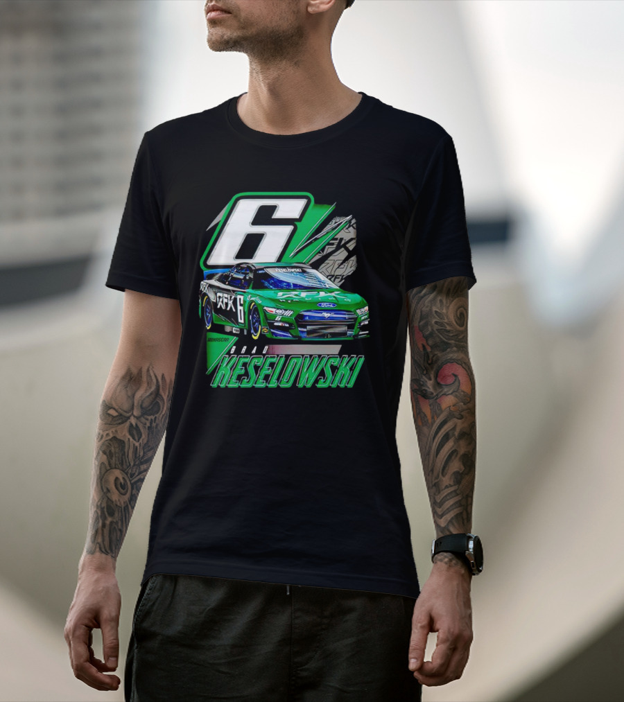Brad Keselowski Number 6 RFK Racing Green Car T-Shirt