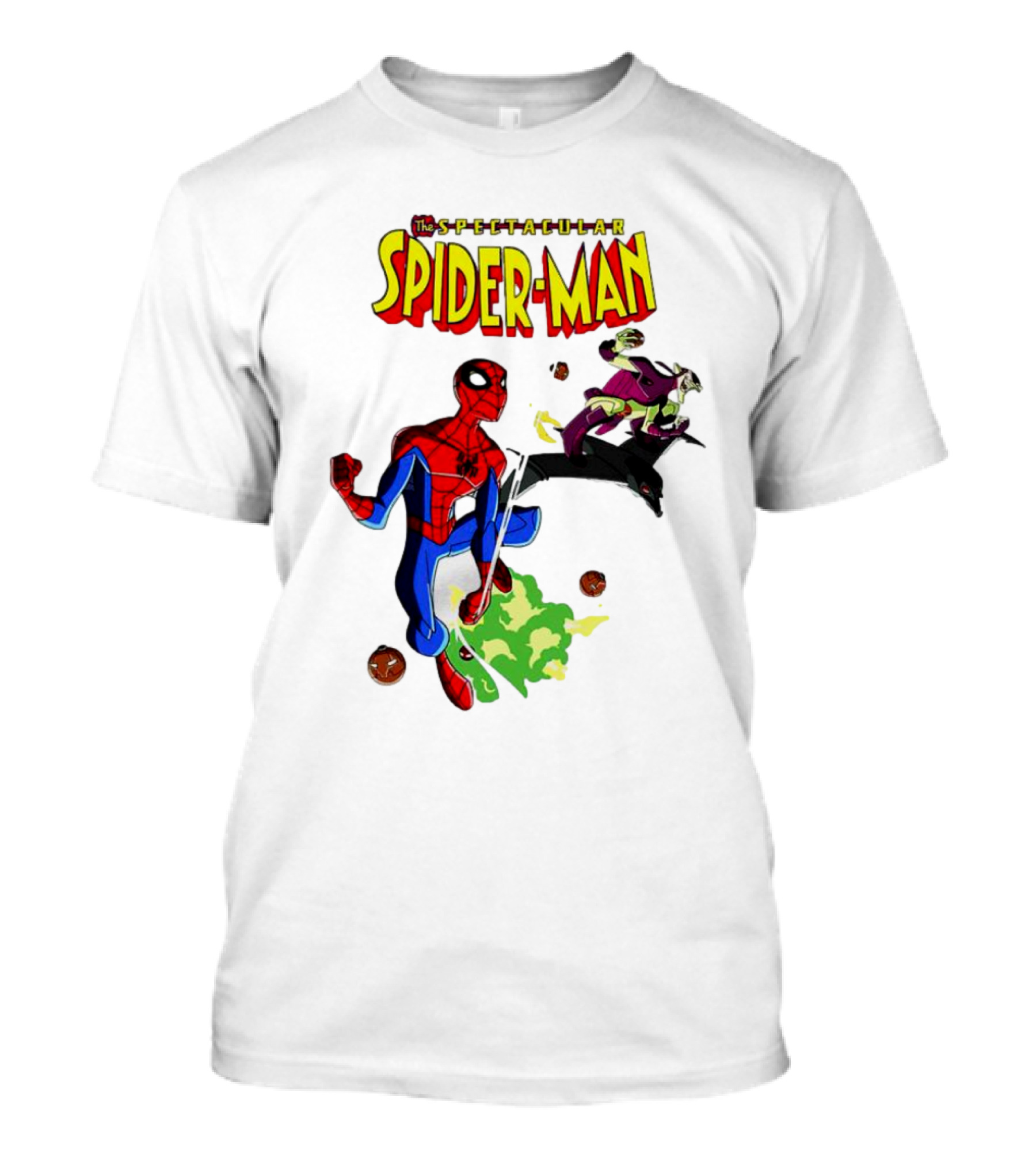 The Spectacular Spider-Man Versus Green Goblin Battle Scene T-Shirt
