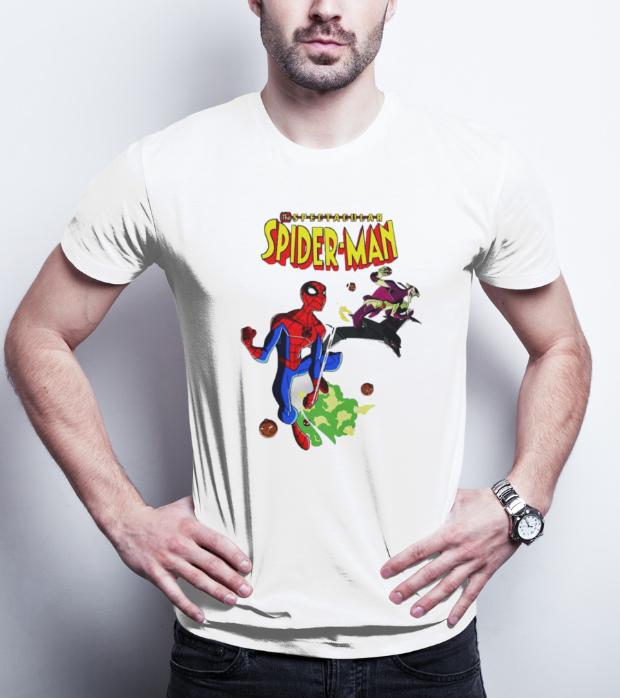 The Spectacular Spider-Man Versus Green Goblin Battle Scene T-Shirt