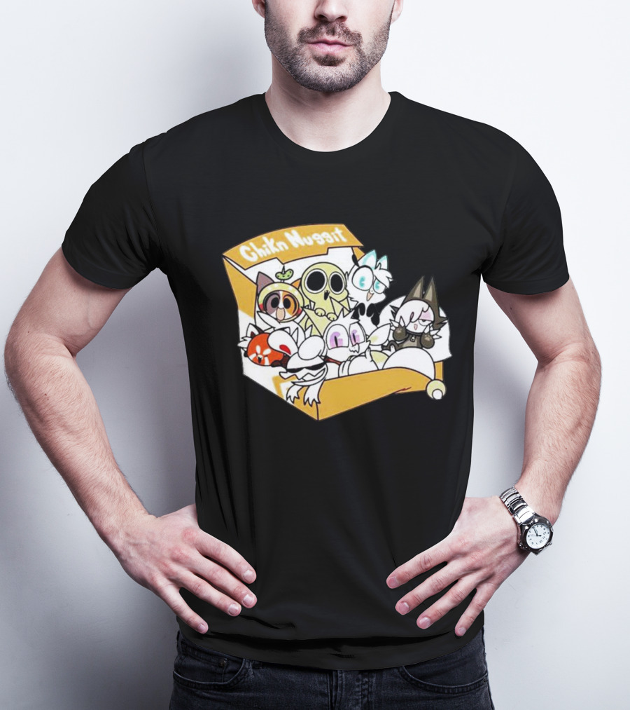 Chikn Nuggit Box Characters Packed In Cute Cartoon T-Shirt