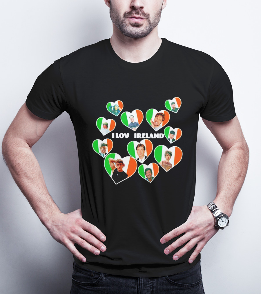I Love Ireland Irish Flag Hearts T-Shirt