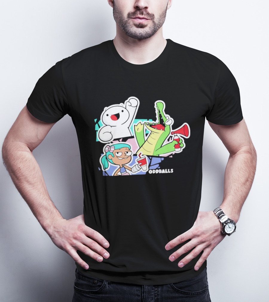Odd1sout Oddballs Cartoon Trio With Crocodile And Drink T-Shirt