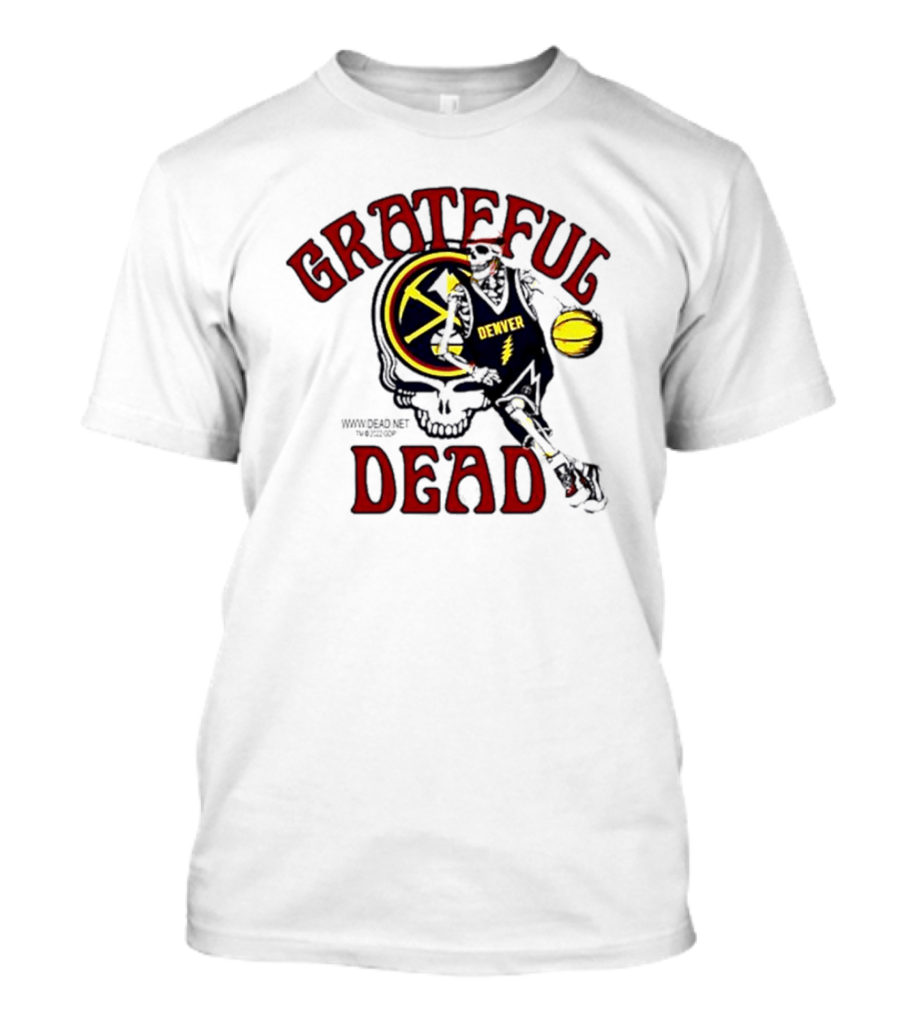 Grateful Dead Denver Nuggets Basketball Skull Skeleton T-Shirt