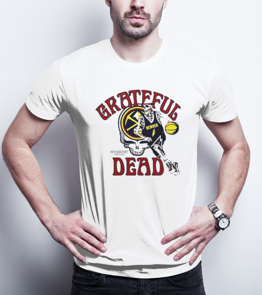 Grateful Dead Denver Nuggets Basketball Skull Skeleton T-Shirt