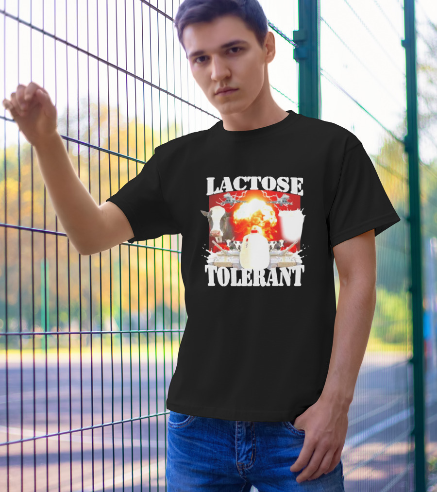 Lactose Tolerant Cow Explosion Milk Jug T-Shirt