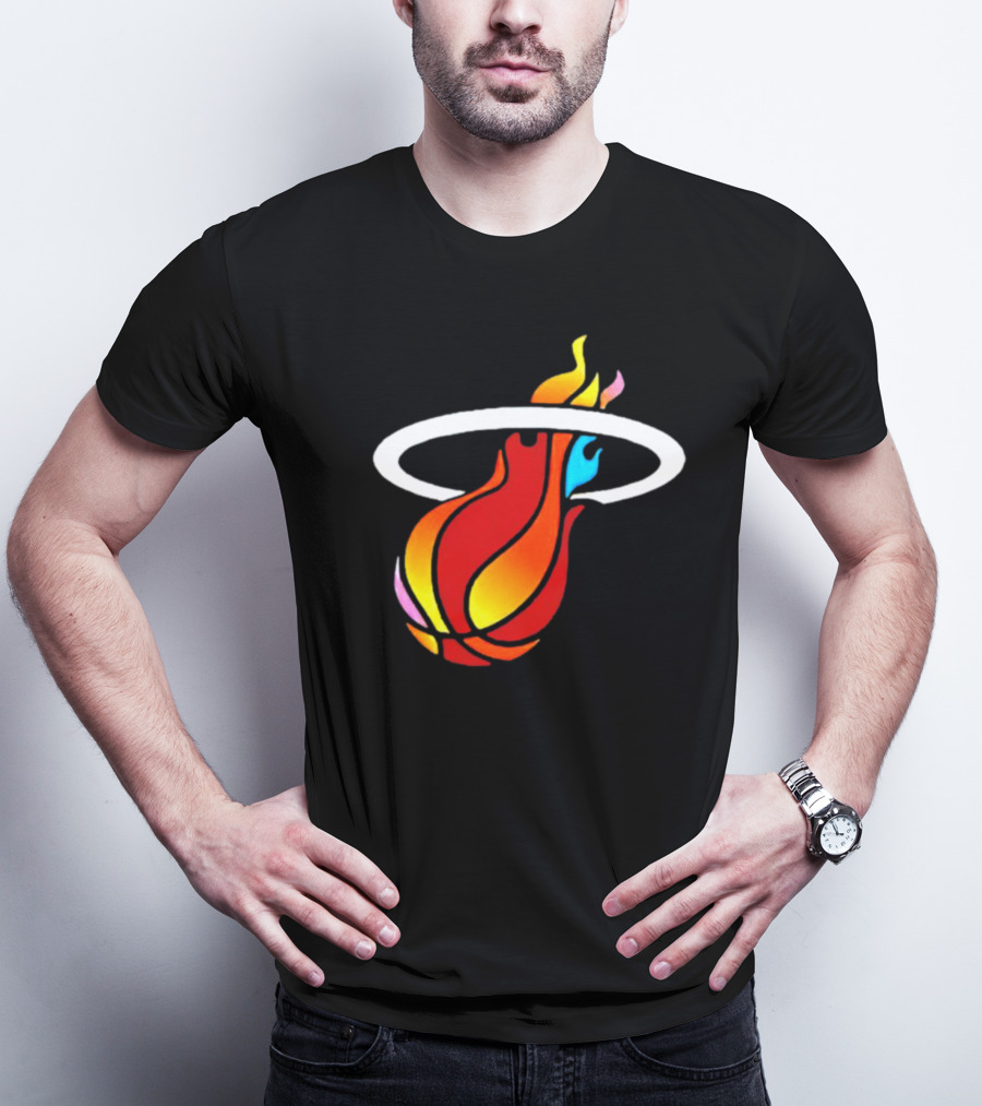 Miami Heat Basketball Flame Icon Mashup T-Shirt