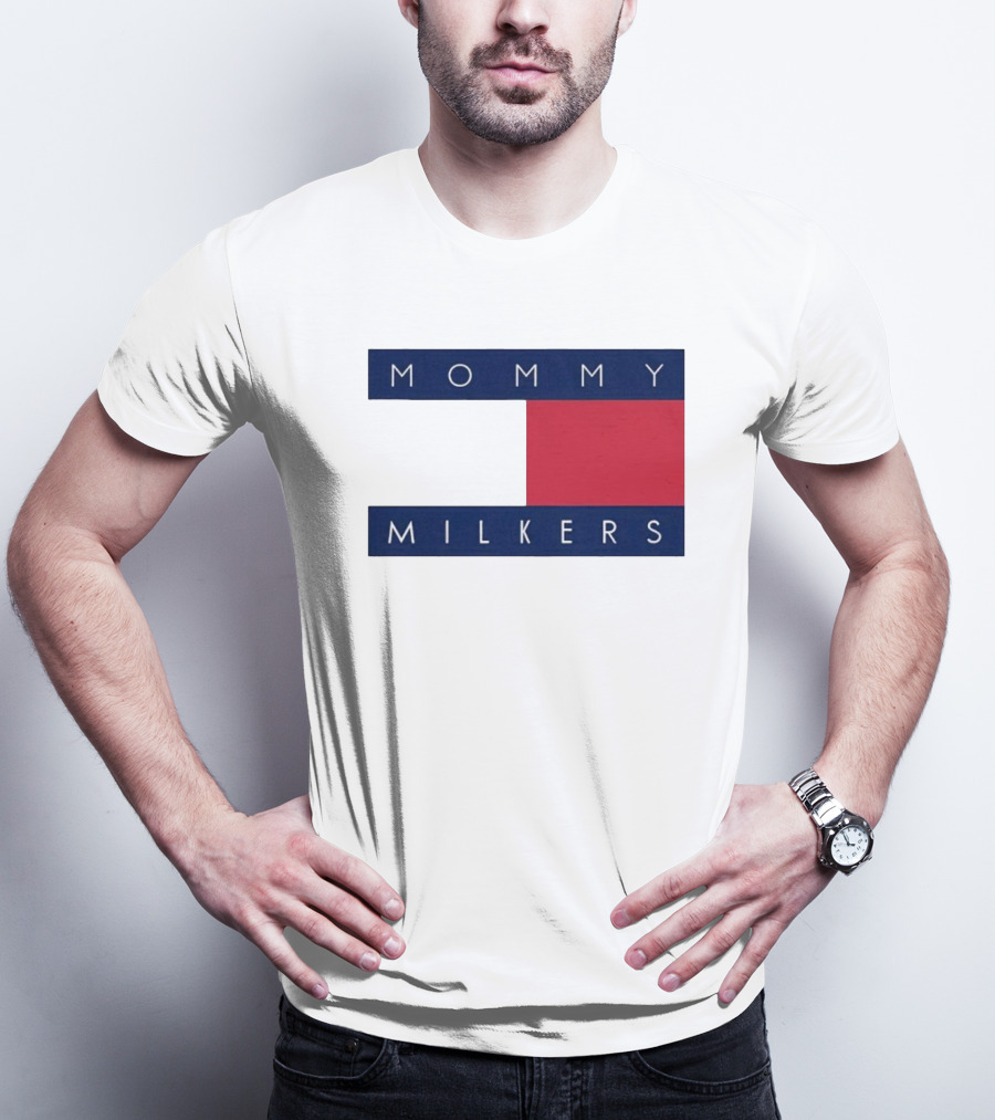 Mommy Milkers Logo Parody Tommy Flag T-Shirt