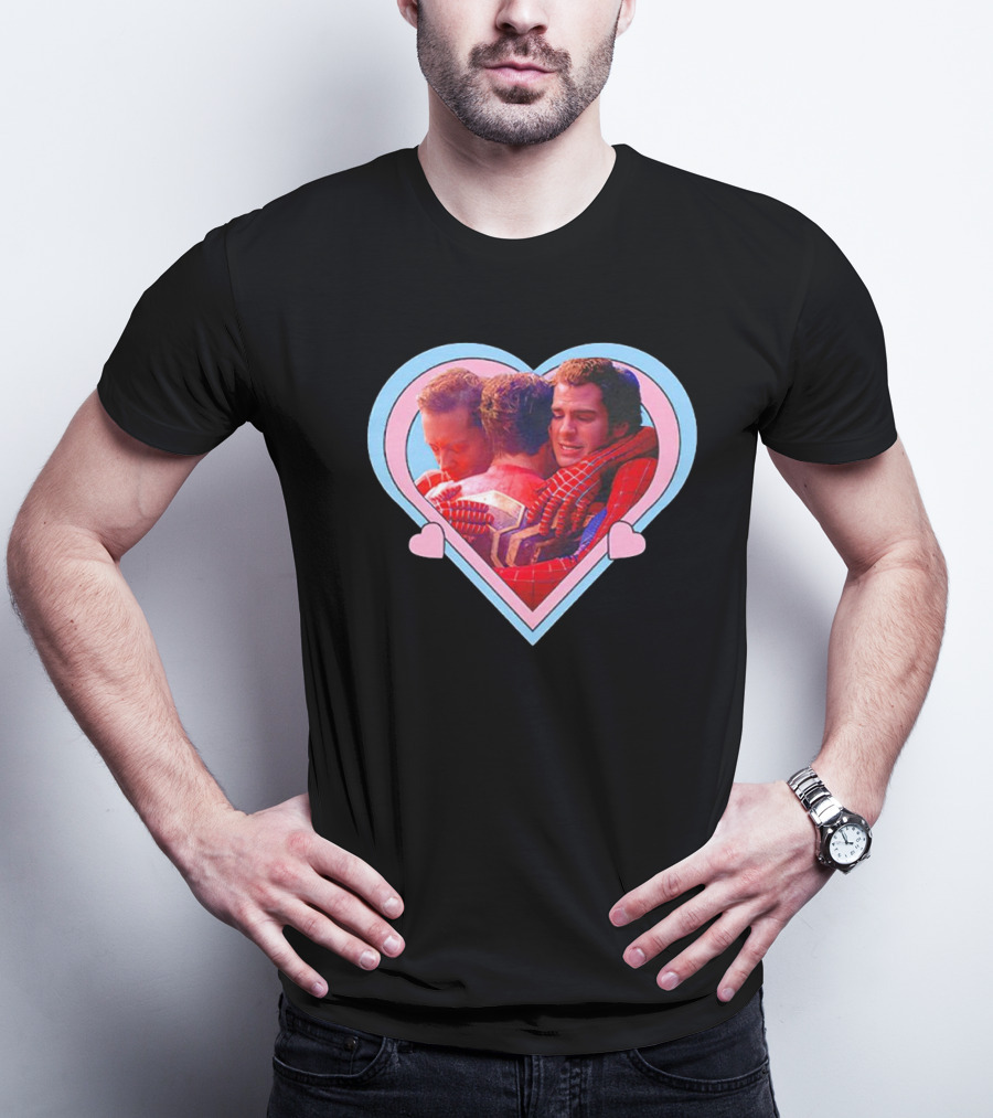 Spiderman No Way Home Trio Heart Hugging Scene T-Shirt