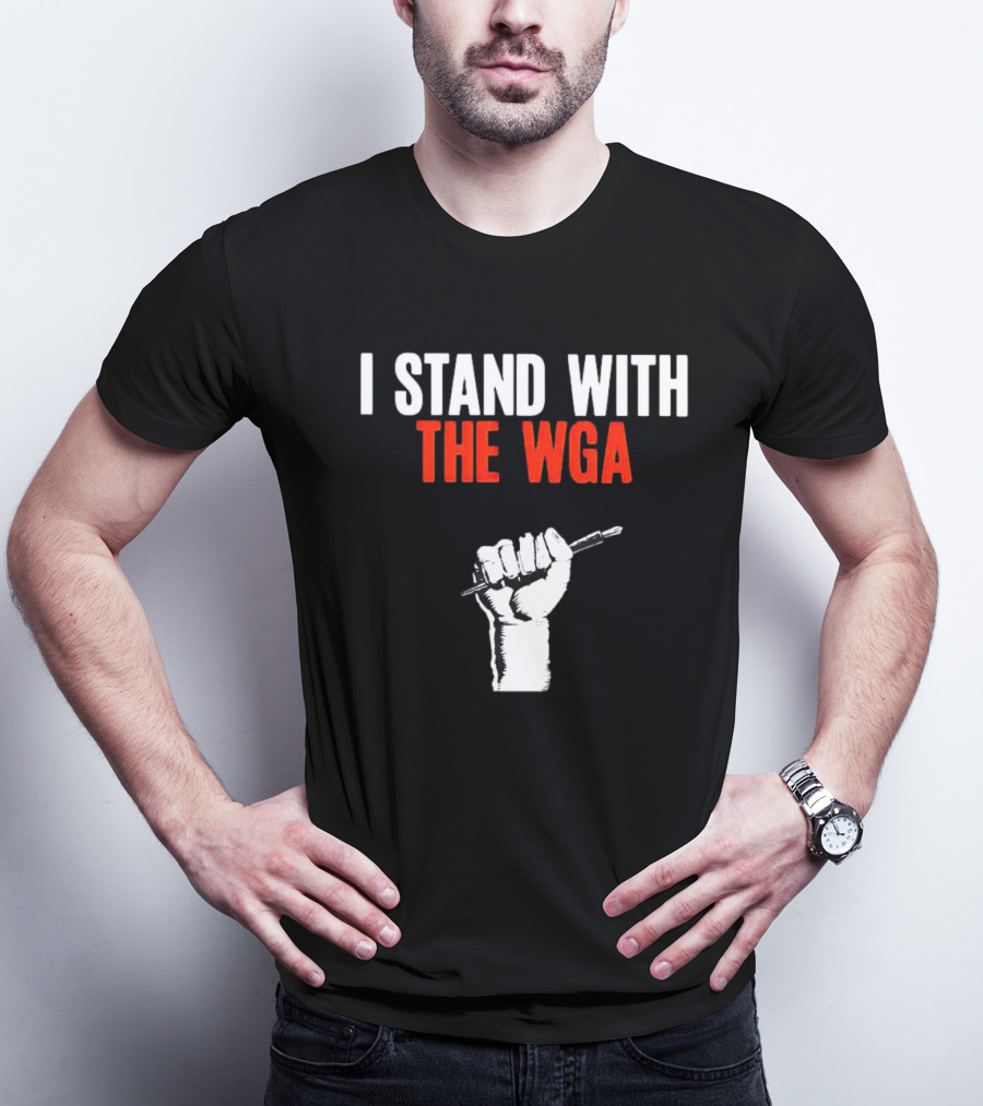 I Stand With The WGA Fist Pencil Solidarity T-Shirt