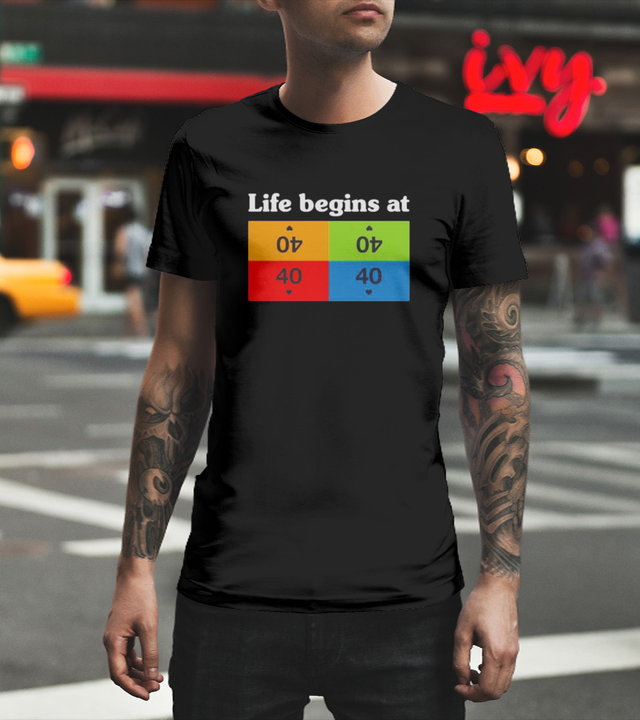 Life Begins At 40 Colorful Playing Card Symbols T-Shirt