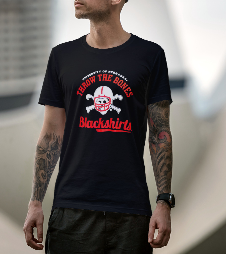 University Of Nebraska Throw The Bones Blackshirts T-Shirt
