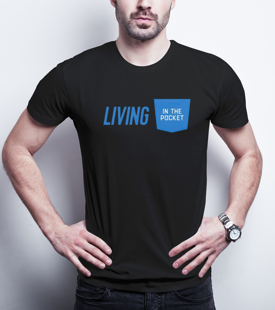 Aaron Donald 99 Living In The Pocket Blue Text T-Shirt