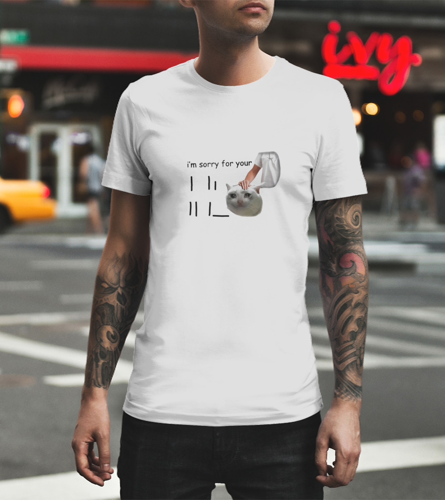 I'm Sorry For Your Loss Meme Crying Cat Being Comforted T-Shirt