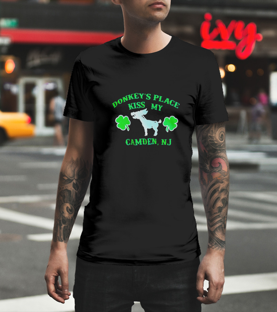 Donkey's Place Kiss My Camden NJ St. Patrick's Day Shamrocks T-Shirt
