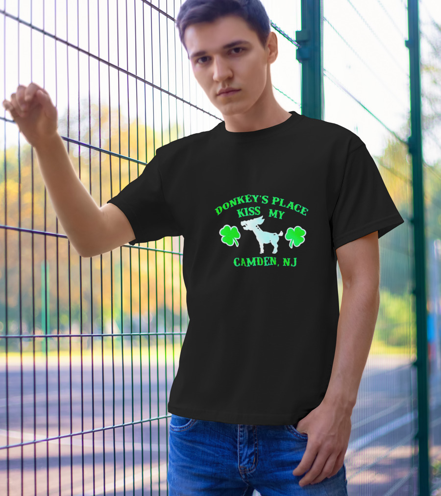 Donkey's Place Kiss My Camden NJ St. Patrick's Day Shamrocks T-Shirt