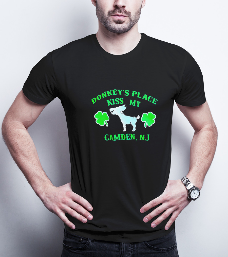 Donkey's Place Kiss My Camden NJ St. Patrick's Day Shamrocks T-Shirt