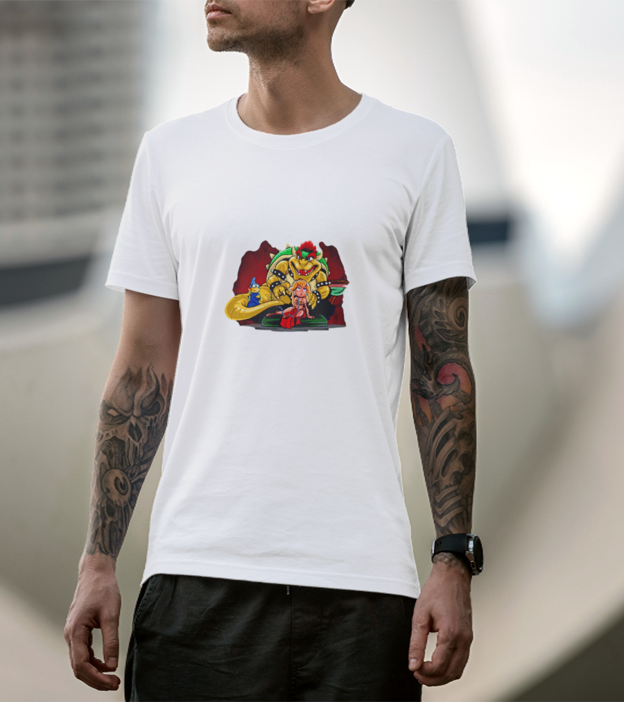 Bowser The Hutt Mario Bros Crossover With Princess Peach And Wizard Koopa T-Shirt