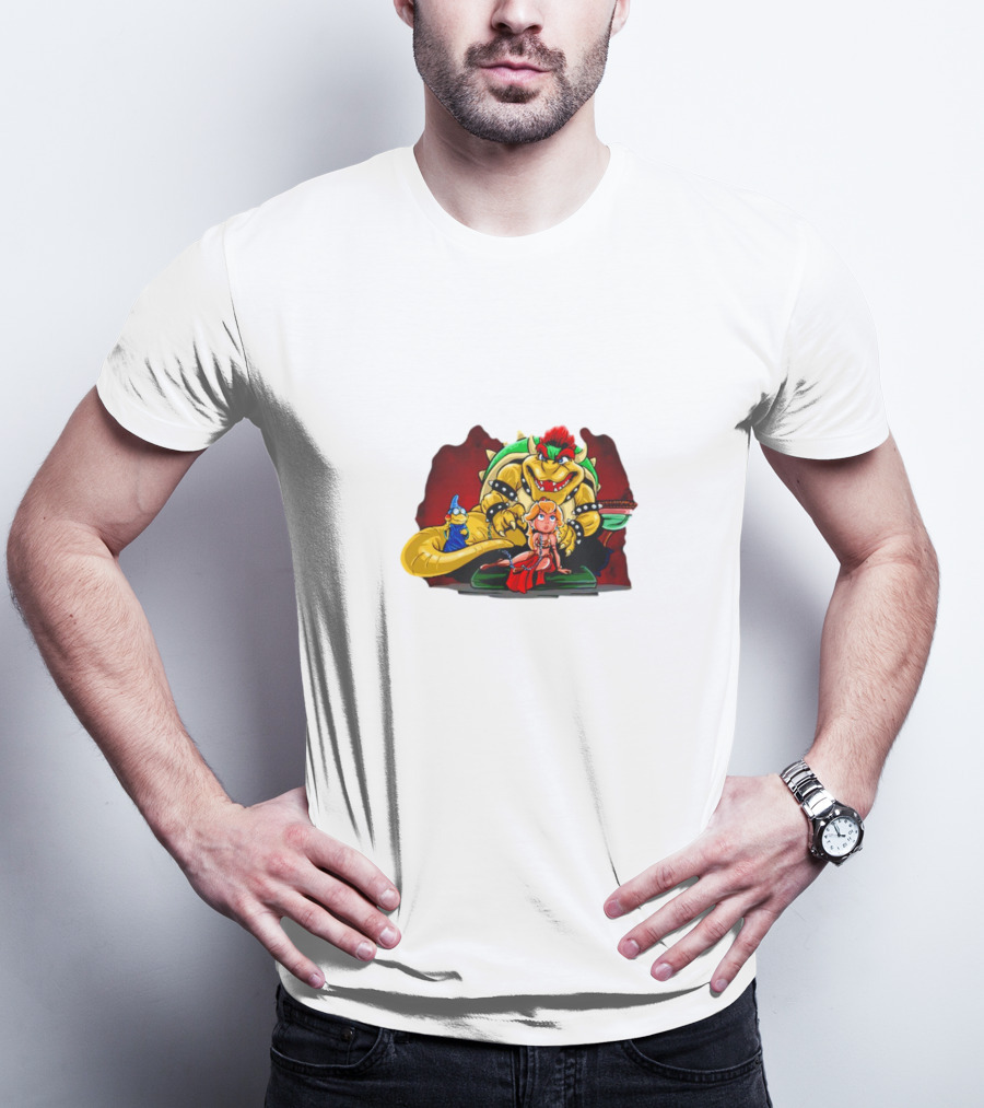 Bowser The Hutt Mario Bros Crossover With Princess Peach And Wizard Koopa T-Shirt