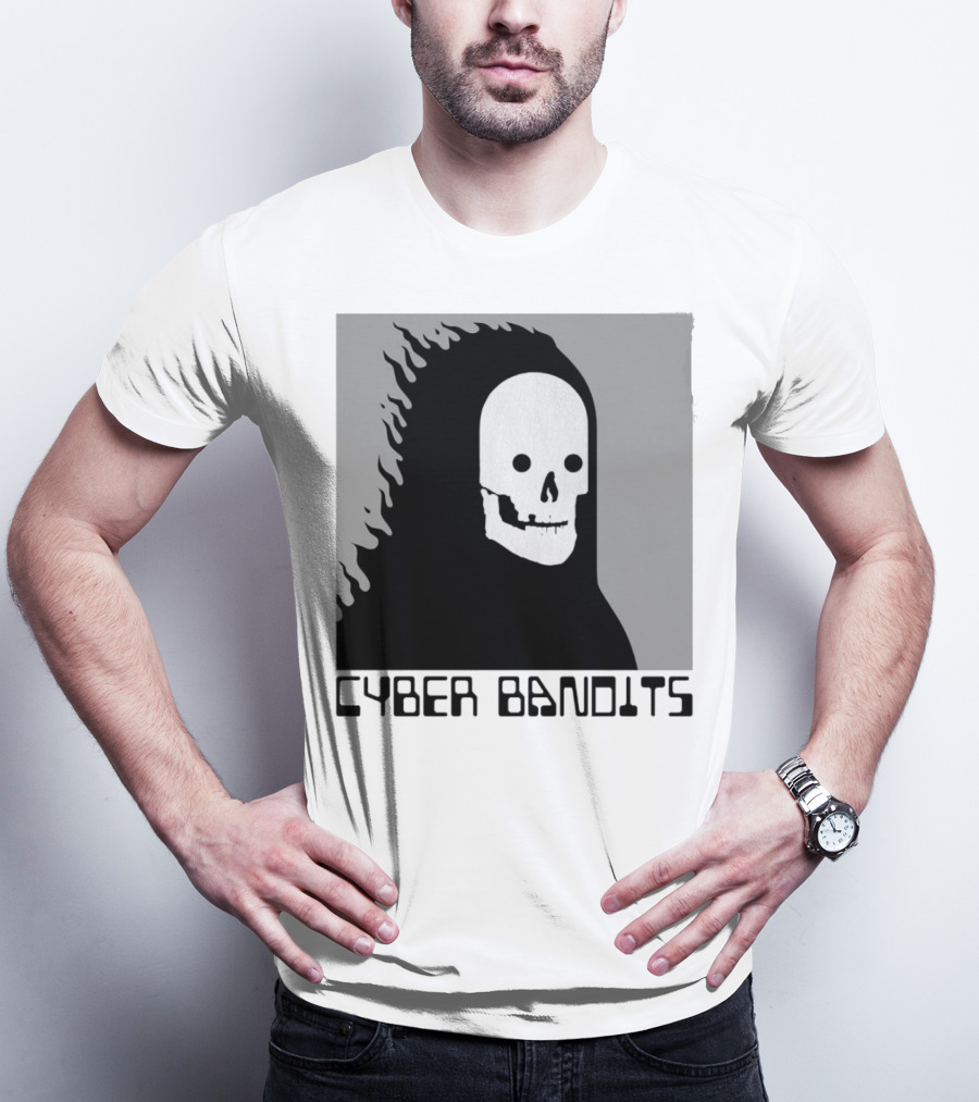 Flaming Reaper Cyber Bandits Skull T-Shirt