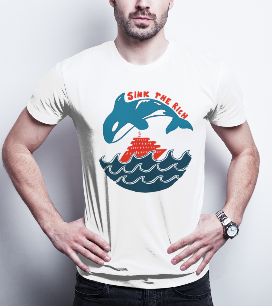 SINK THE RICH Orca And Yacht Sea Scene T-Shirt