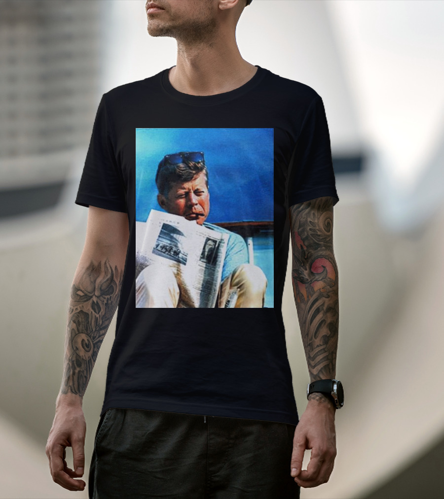 JFK Reading Newspaper On Summer Day T-Shirt